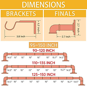 Rustic Curtain Rod, Industrial Curtain Rods for Windows 48 to 84 Inches, Blackout Wrap Around Curtain Rod, for Indoor and Outdoor, Simple Modern Design, 48 to 86 Inches, Black