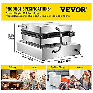 VEVOR Electric Donut Maker, 9 Holes Commercial Donut Machine, 2000W Electric Doughnut Machine, Double-Sided Heating Commercial Donut Maker, for Home & Commercial Use with Non-stick Teflon Coating