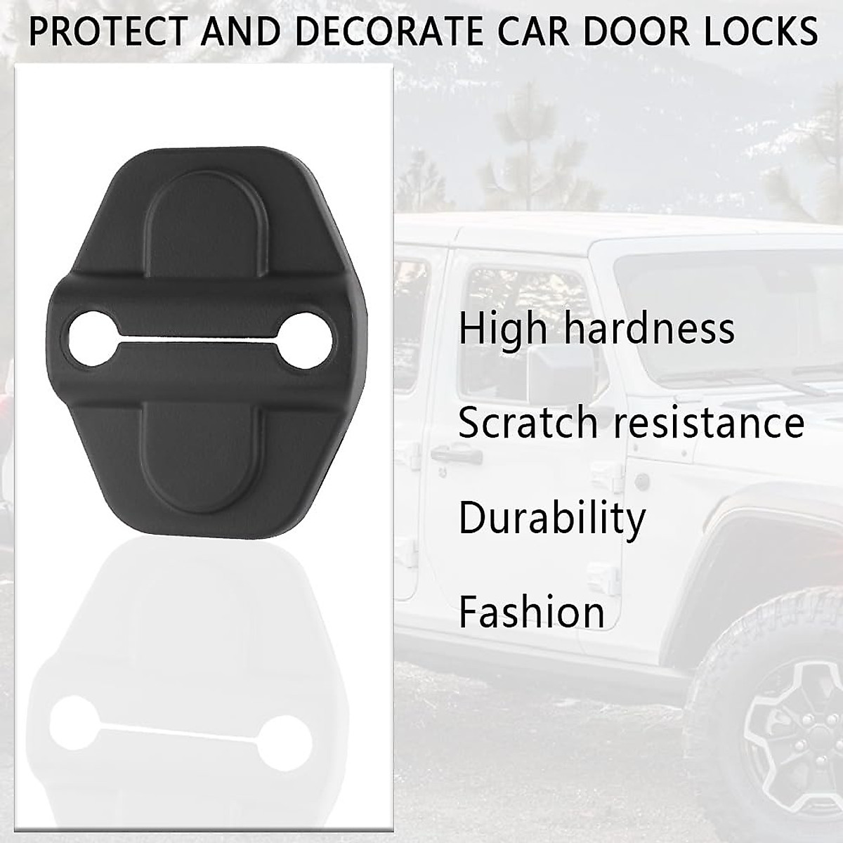 NHHC 6PCS Car Door Lock Cover Compatible with Jeep 2018-2023 Wrangler JLU JL 4XE & Jeep Gladiator JT Door Trim,Car Mods Door Latch Cover Car Decorations for Men Women