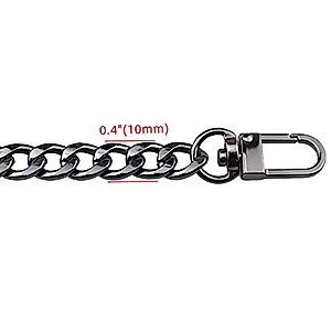 HEEHEE 7.9" (20cm) Purse Chain Strap Extender, Sturdy Flat Iron Replacement Chain with Buckles, Comfortable Shoulder Crossbody Strap for Handbags, Upscale Color Black Tone, 1 PCS