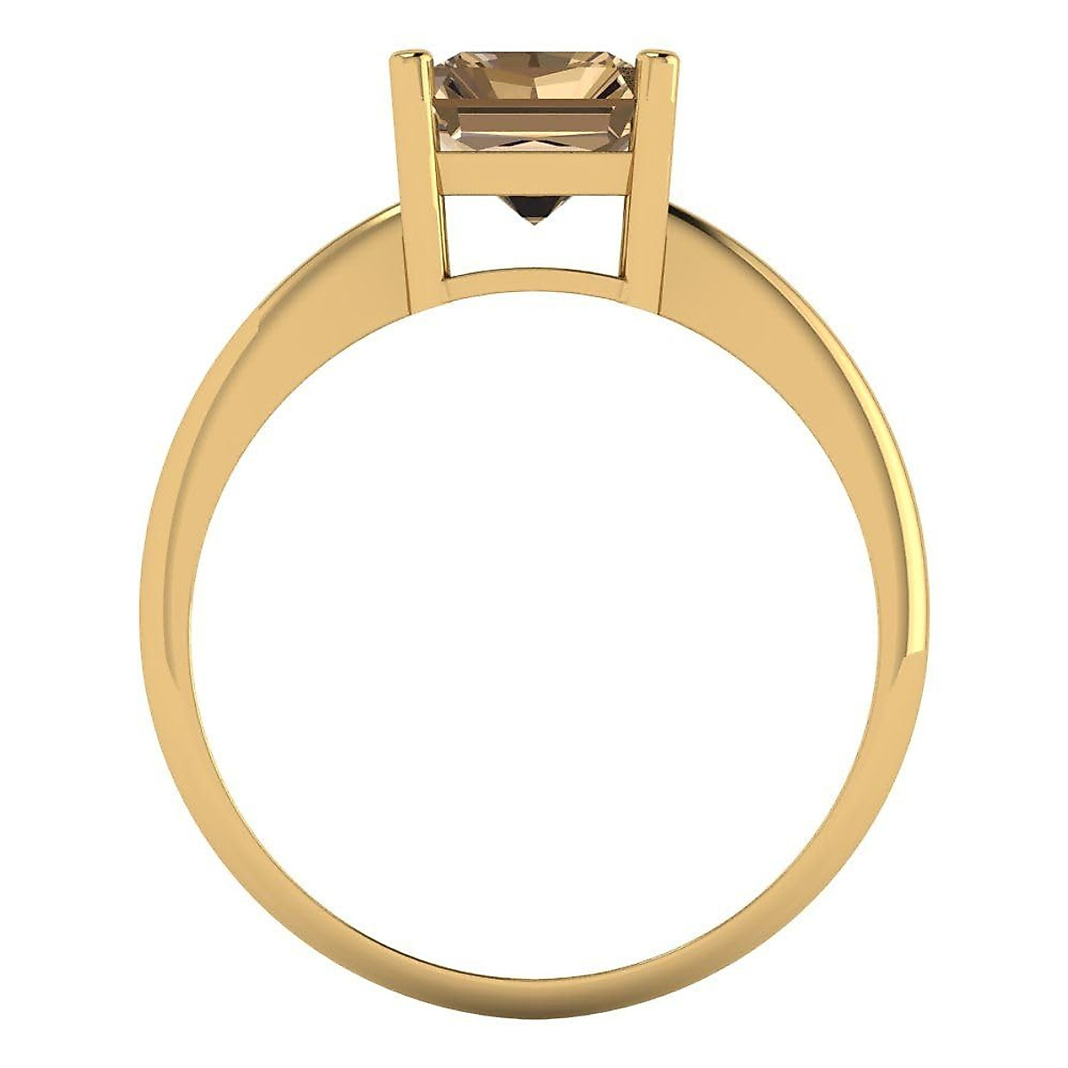 Clara Pucci 2.5ct Radiant Cut Solitaire Brown Champagne Simulated Diamond Bridal Designer Anniversary Engagement Ring 14k Yellow Gold