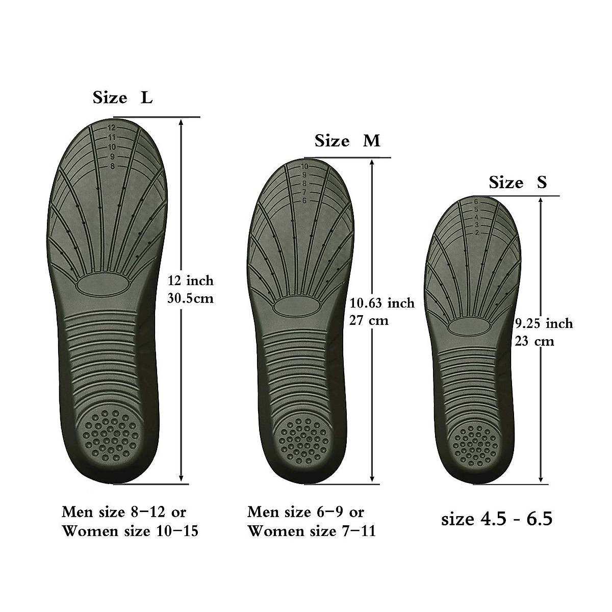 Shoe Insoles, Memory Foam Insoles, Providing Excellent Shock Absorption and Cushioning for Feet Relief, Comfortable Insoles for Men and Women for Everyday Use, L [US M: 8-12/W: 10-15] Black