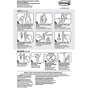Command Plastic Designer Hooks BP1PTF, Medium, White, 4-Hooks