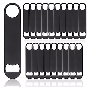 QTLCOHD 20 Pack Flat Bottle Opener 7 Inch Stainless Steel Bottle Openers Bulk Black Beer Bottle Opener Bartender Beer Bottle Opener for Kitchen Bar or Restaurant