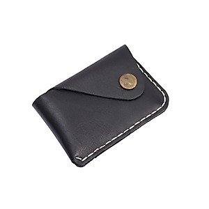 Handmade Minimalist Genuine Leather Card Case Wallet Small Card Holder in Front Pocket