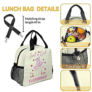 KNOWPHST Flamingo Backpack with Lunch Box Set for Girls - 3 in 1 Primary Middle School Backpacks Matching Combo - Large Capacity, Durable, Lightweight, Yellow Bookbag and Pencil Case Bundle
