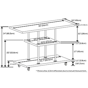 Industrial Bar Cart, Kitchen Bar Cart, Wine Rack Coffee Bar Cart, Serving Cart on Wheels, Storage Rolling Cart,Tea Drink Liquor Shelves,Solid Wood Metal Furniture (AJ01, 36" W x 16" D x 34" H)