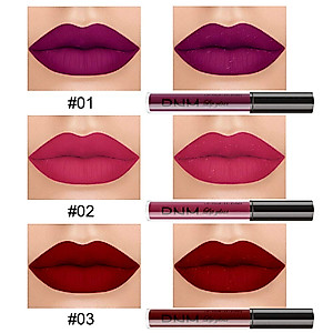 AMY'S DIARY 3Pcs Dark Red Purple Matte Liquid Lipstick Sets, Matte Lipstick Lip Stain Long Lasting 24 Waterproof Lip Gloss Gift Set Matt Lipsticks Set for Women Lippies (Set01)