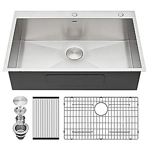 33 Drop In Sink - Kichae 33x22 Kitchen Sink Drop-in Topmount Single Bowl 16-Gauge Stainless Steel Kitchen Sinks Basin