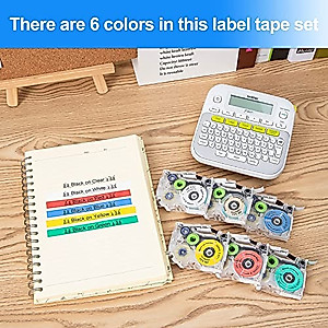 Compatible Label Tape Replacement for Brother Ptouch TZe-231 Label Tapes Bundle with Replacement TZe Label Tape Multicolor, 0.47" x 26.2', Black on White/Clear/Red/Blue/Yellow/Green (Total 11-Pack)