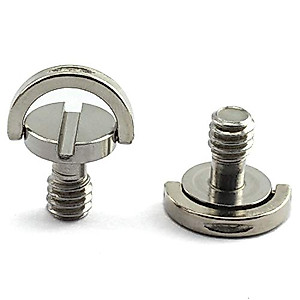 HJ Garden 2pcs 1/4-20 Thread D-Ring Stainless Steel Camera Fixing Screws for Camera Tripod Monopod QR Plate,D Shaft Quick Release Plate Mounting Screw 10mm Length