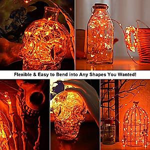 BrizLabs Orange Fairy Lights, 19.47ft 60 LED Orange String Lights, 8 Modes Battery Orange Halloween Lights with Remote, Outdoor Halloween Twinkle Lights for DIY Home Bedroom Patio Holiday Party Decor