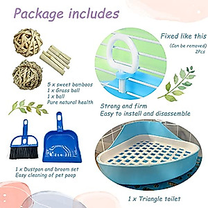 Rabbit Triangle Potty Trainer Corner Small Animal Toilet Litter Box Pet Bedding Pee Pan Tray Toilet for Hamster Chinchilla Guinea Pig Bunny Ferret (Blue)