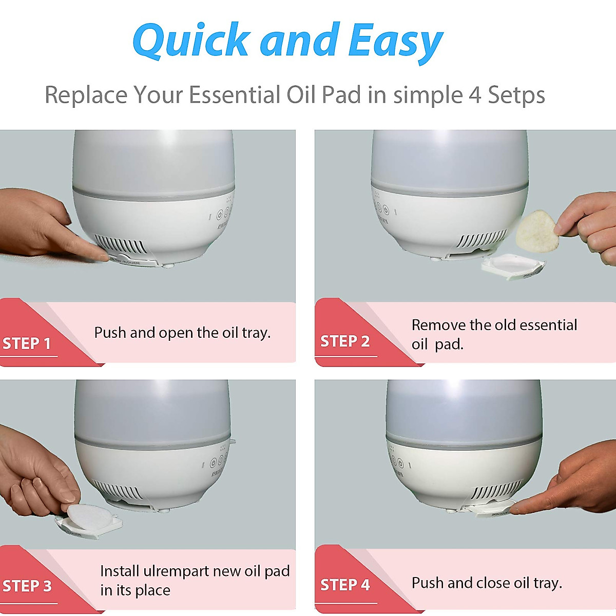 Ulrempart Refill Pad Compatible with Homedics Humidifier Essential Oil Diffuser | Essential Oil Replacement Microfiber Pad | Triangle Oil Tray Pad | White 30-Pack