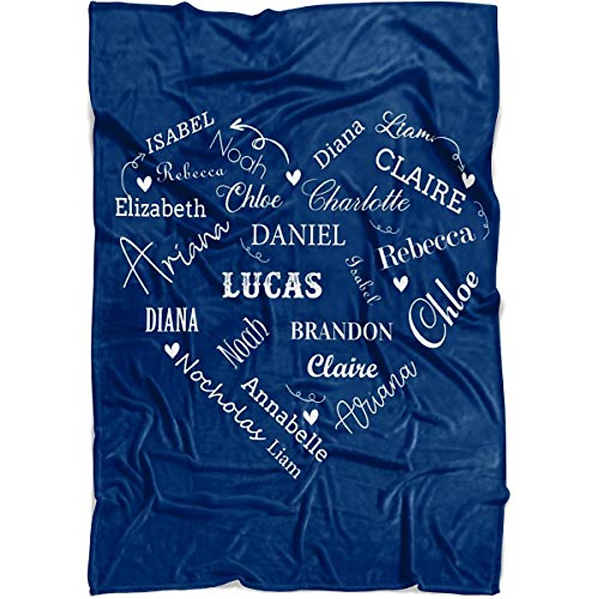 Personalized Name Blankets for Baby, Kids and Adults, Mom, Grandma. Custom Name Blanket from Your Names. Close to Heart Customized Throw. Gift for Mothers Day, Christmas (Navy, Fleece 50" x 60")