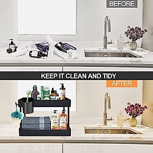 TELEGLO Under Sink Organizer 2-Pack Shelf Under Cabinet Storage Multi-Use for Under Kitchen Bathroom Sink Organizers and Storage