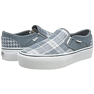 Vans Unisex Asher Platform Slip On Low Cut Design Skate Shoe Sneaker - Plaid Mix Dark Grey 7.5