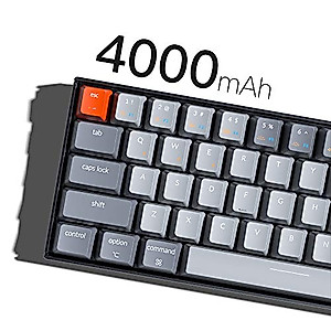 Keychron K6 Bluetooth 5.1 Wireless Mechanical Keyboard with Gateron G Pro Blue Switch/LED Backlit/Rechargeable Battery, 68 Keys Compact Keyboard Compatible with Mac Windows