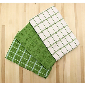 Ritz 100% Cotton Terry Kitchen Dish Towels, Highly Absorbent, 25” x 15”, 3-Pack, Cactus Green