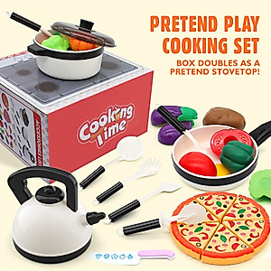 Hohosunlar 39 Items 62Pcs Play Kitchen Toy Accessories Set, Kids Kitchen Set with Play Pots and Pans, Pretend Play Food, Cooking Utensils, Apron, Toddler Kitchen Playset Kids Girls Boys Age 3+…