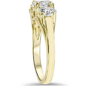 P3 POMPEII3 1 3/8ct Gold Three Stone Diamond Ring 14K Yellow Gold - Size 6.5