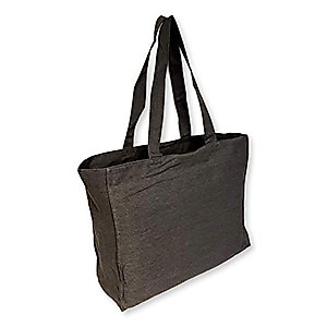 Extra Large Travel Day Tote Bag Heavy Duty Cotton Twill Zip Top (Charcoal Gray)