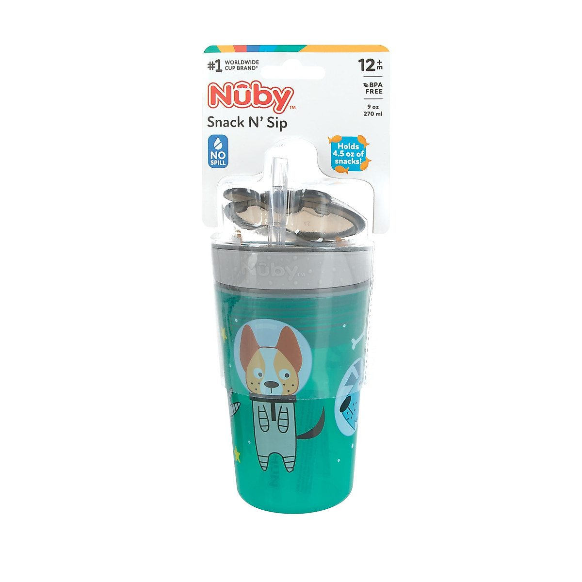 Nuby Snack N' Sip 2 in 1 Snack and Drink Cup (Red/Grey)