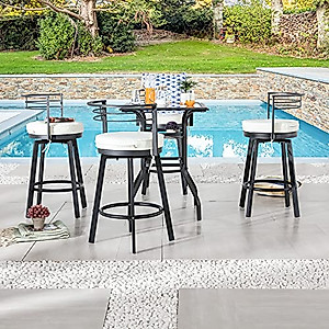 LOKATSE HOME 5 Piece Outdoor Dining Set Chairs and Square Bar Table for Backyard, Porch or Garden, Beige