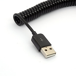 BSHTU Mini USB Cable Spiral Coiled USB 2.0-A to Mini-B 5-Pin Data Sync & Charger Lead Connector(3 Meter)