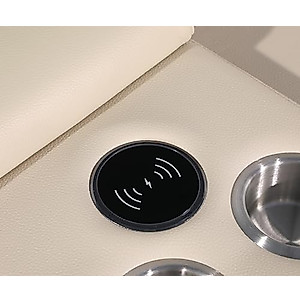 BlackJack Furniture Riccardo 8-Piece Italian Leather Sectional Sofa with 4 Power Reclining Couch Seats, USB & Wireless Chargers, Headrests, Lumbar Support, Cup Holder, and Console Storage, Beige