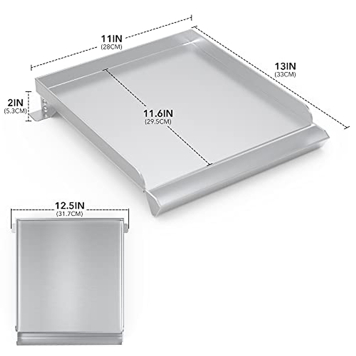 Stanbroil Stainless Steel Griddle, Universal Flat Top Griddle for Gas Grill with Side Burner, Gas Grill Accessory, 11" x 13"
