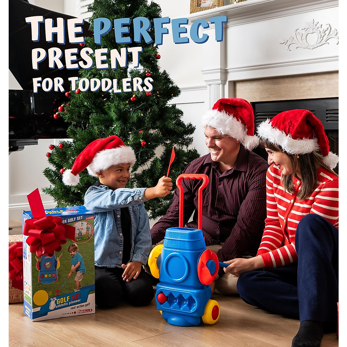 ToyVelt Toddler Golf Set - Kids Golf Clubs with 6 Balls, 4 Golf Sticks, 2 Practice Holes and a Putting Mat - Promotes Physical & Mental Development, Ideal Toddler and Kids Golf Set Gift for Boys 2-10