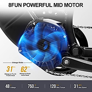 Accolmile 27.5" Electric Mountain Bike : ColaBear Adult Ebike with 8fun 48V 750W Mid Drive Motor & 17.5Ah Removable Lithium Battery & DPC18 Display, Shimano 8 Speed Gears (Black)