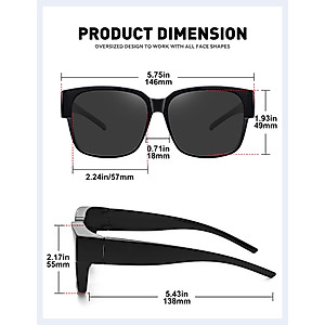 MEETSUN Oversized Fit Over Glasses Sunglasses for Women Men Trendy Polarized UV Protection Sun Glasses for Driving Black Grey
