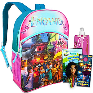 Encanto Backpack for Girls Set - Bundle with 16" Encanto Backpack, Water Bottle, Mini Coloring Books, Stickers, More | Encanto Backpack for Girls Disney