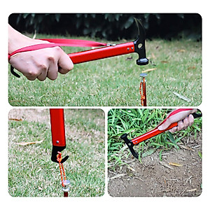 REDCAMP Aluminum Camping Hammer with Hook, 12" Lightweight Multi-Functional Tent Stake Hammer, Portable Camp Stake Mallet, Red