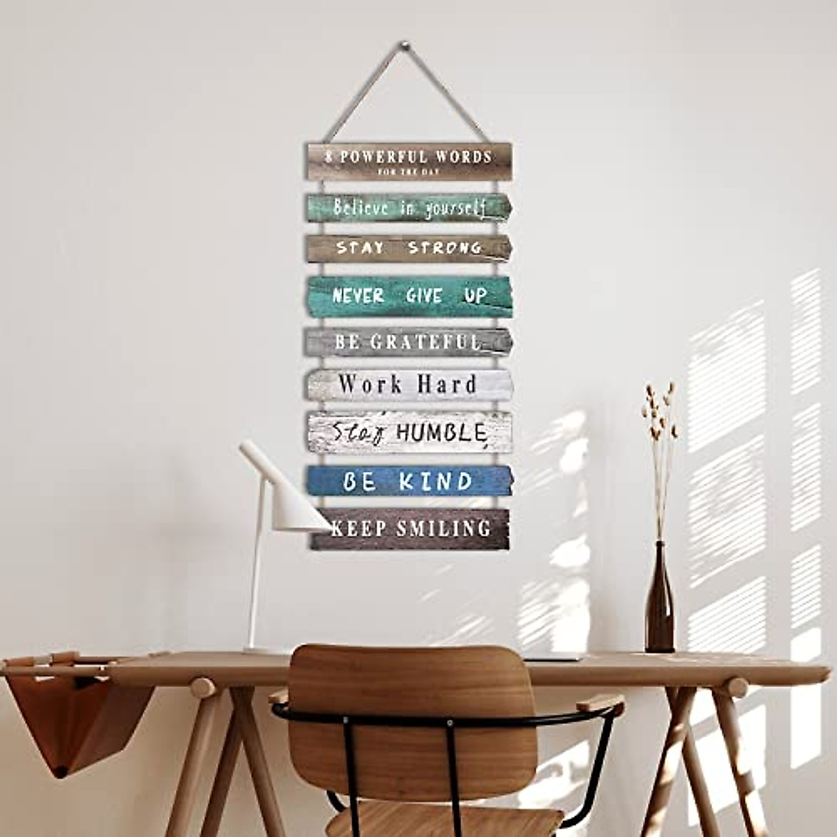Inspirational Wall Art Decor for Office, Wooden Rustic Hanging Motivational Wall Art Decoration Sign, Inspiring Positive Quotes Wall Art for Home Living Room Bedroom Bathroom Classroom Gym 12"x24"