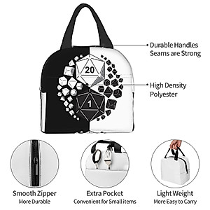 Dungeons And Dragons Yin Yang Lunch Bag Lunch Box Insulated Portable Tote Bags, Black, One Size
