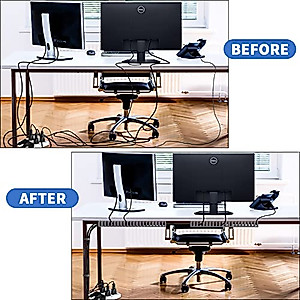 Open Slot Wire Duct Kit, 31.4"(2 x 15.7) Server Rack Cable Management, Cable Management Raceway for Hide Network HDMI VGA Cable, Wiring Raceway Cable Duct, Desk Wire Channel, 2 Pack, Grey