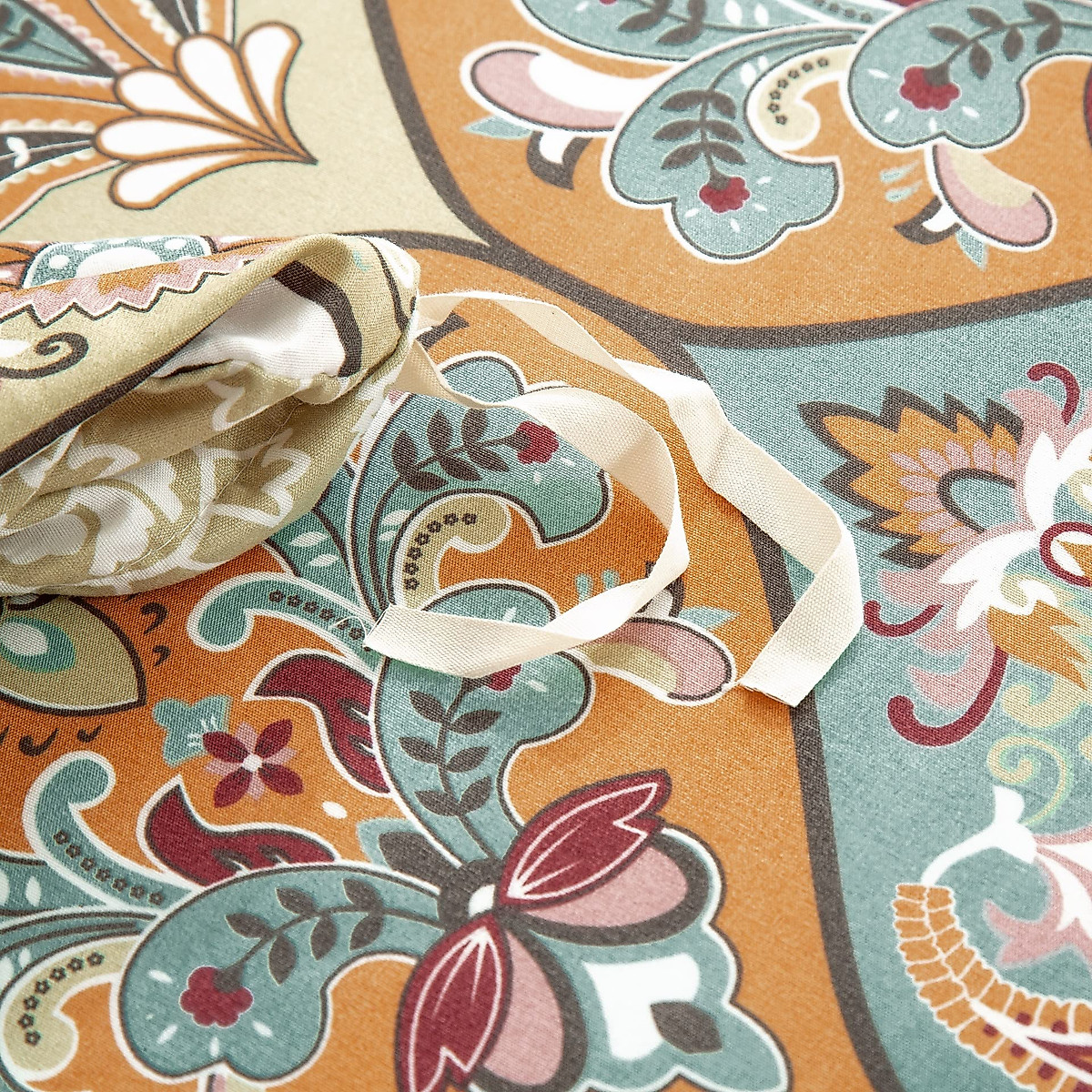 DaDa Bedding Bohemian Duvet Cover w/Pillow Cases - Reversible Coral Teal Floral Paisley Botanical Garden Party - Bright Vibrant Multi-Colorful Blue Salmon Pink - Full - 3-Pieces