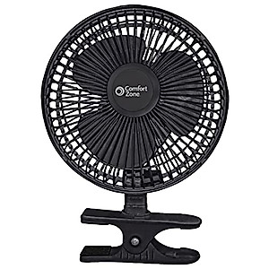 Comfort Zone CZ6CBK 6" Quiet Portable Indoor 2-Speed Desk Fan with Clip and Fully Adjustable Tilt, Black
