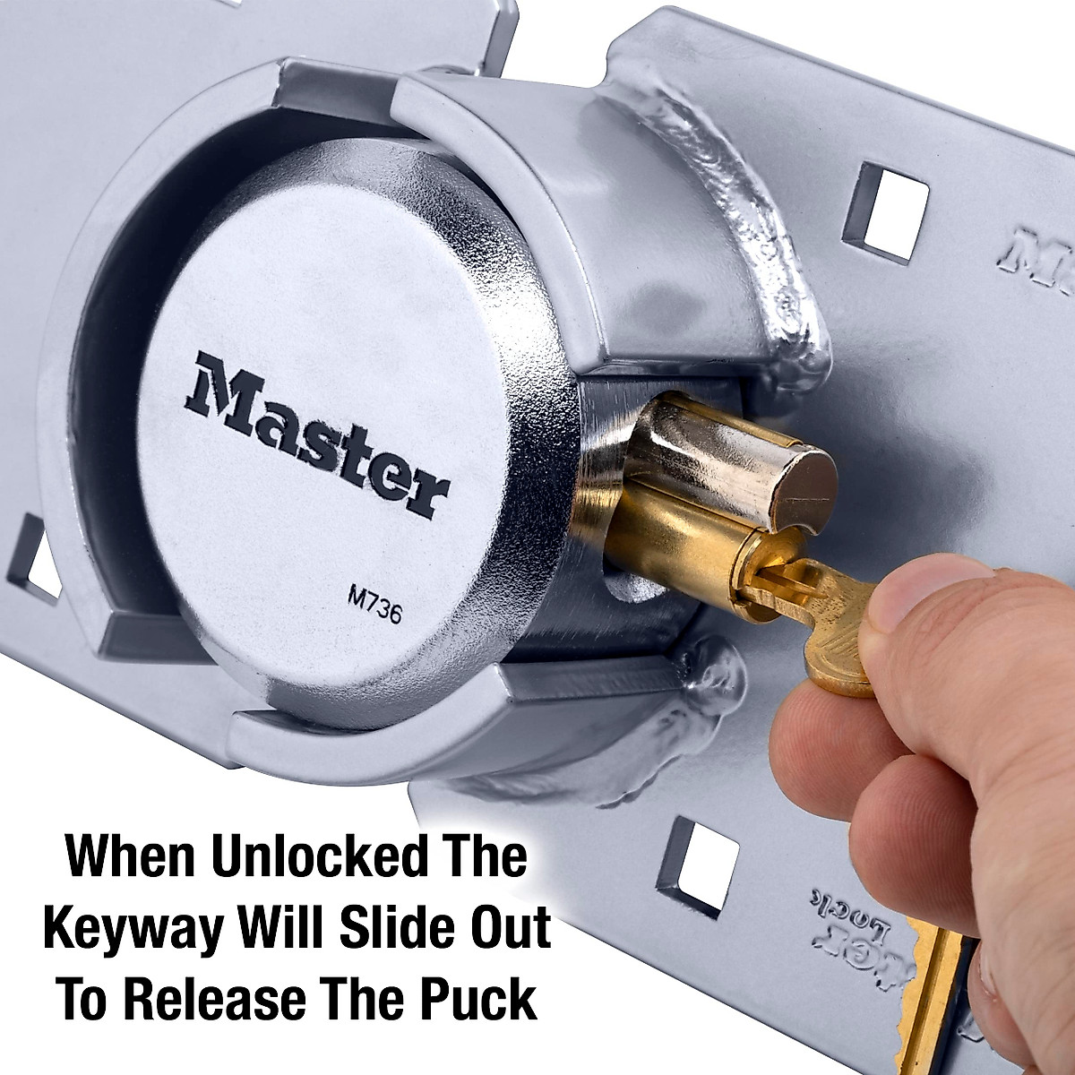 Master Lock Puck Lock, Heavy Duty Hidden Shackle Lock and Hasp, Solid Steel Lock for Vans, M736XKAD