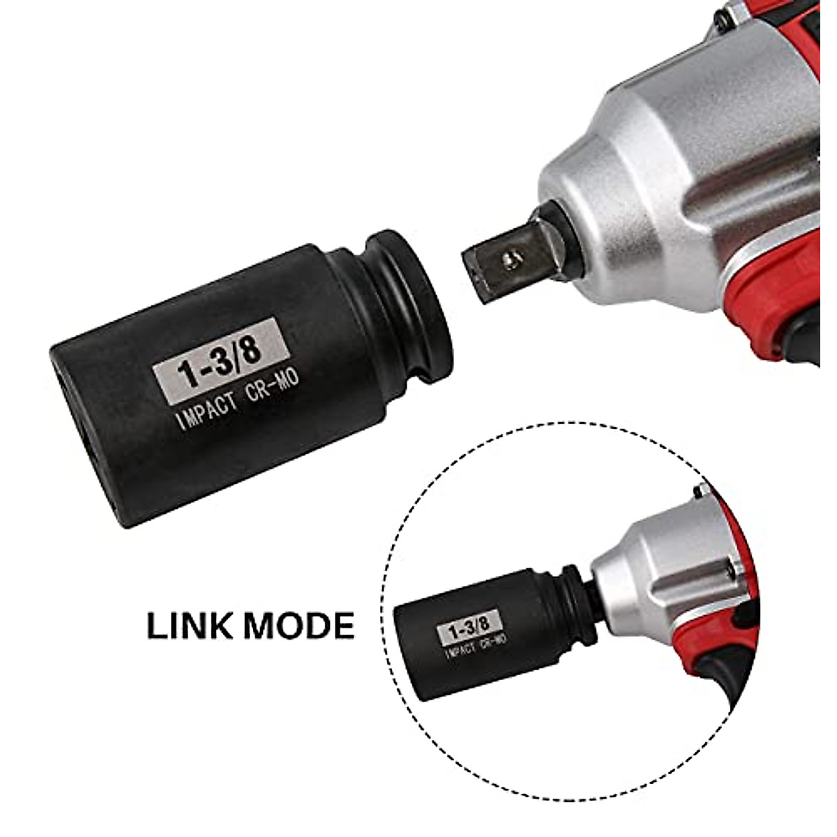 SEKETMAN 7Pcs 1/2" Drive Deep 6-Point Impact Socket Set/Spindle Nut Impact Socket Set, Inch, Cr-Mo,1-3/8-Inch - 1-3/4-Inch