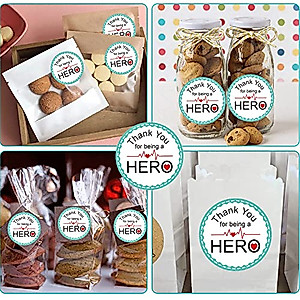 wootile Healthcare Heroes Stickers Thank You Labels 1.5 Inch - 500 Pcs Thank You for Being A Hero Nurse Essential Workers Week Appreciation Themed Gratitude Sticker Doctors Cards, Envelopes,Gift Bags
