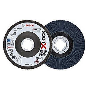 Bosch Professional 260925C117 Flap Disc (X-Lock, Ø 125 mm, grit Size K80, bore Ø 22.23 mm, Angle Grinder Accessories)