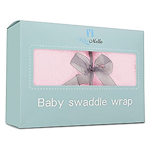 BlueMello Baby Swaddle Blanket | Ultra-Soft Plush Essential for Infants 0-6 Months | Receiving Swaddling Wrap Pink | Ideal for Baby Boy Accessories and Newborn Registry | Perfect Baby Girl Shower Gift
