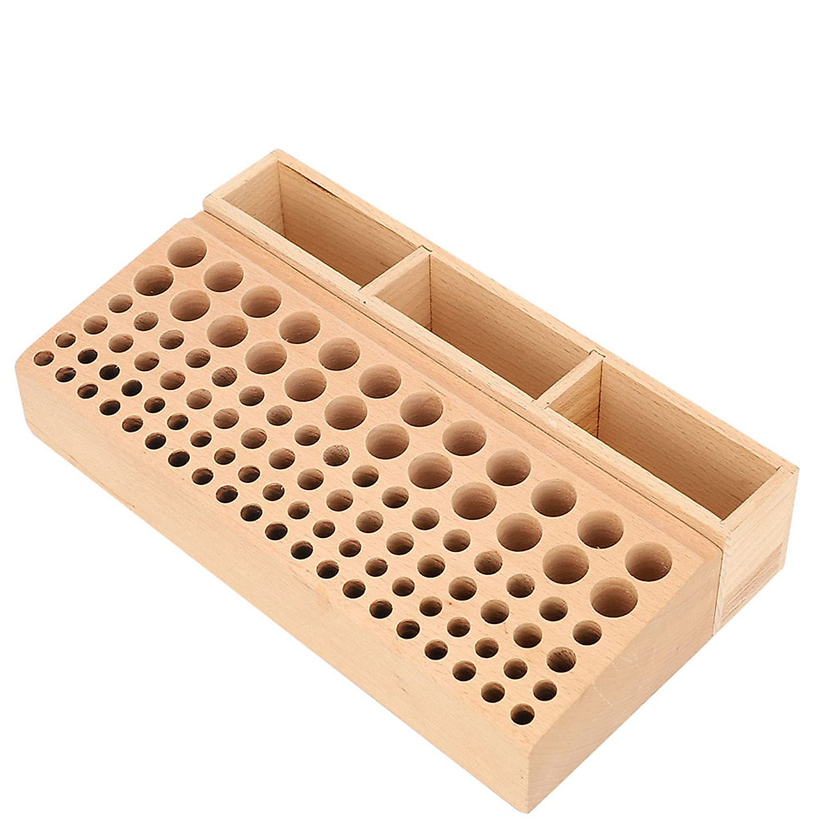 100 Holes Wooden Storage Rack Leather Craft Punching Tool Holder Stand Organizer for Paint Brush Punching Tools Storage(100 Holes)