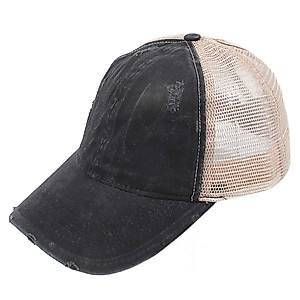 Ponyflo Mesh Back Ponytail and Messy Bun Ponycap with Full Back Opening (Emily Charcoal)