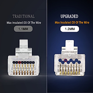 AOWIZ RJ45 Cat6a Cat6 Connector Grounded Ethernet Plug Gold Plated 8P8C Ends with External Grounding Buckle 50 Pack