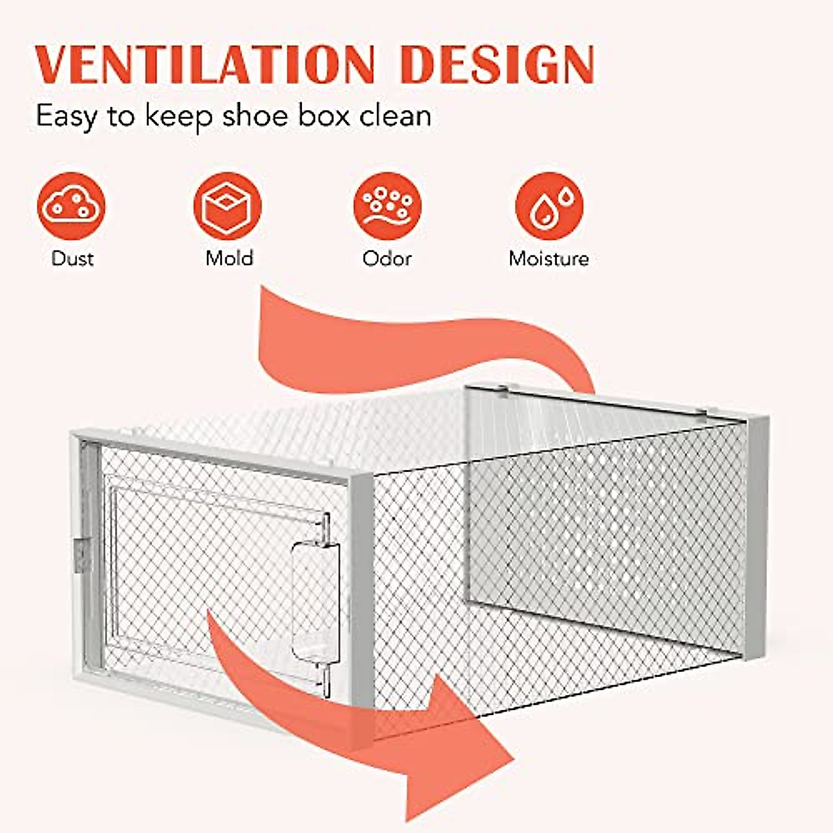 Stackable Shoe Storage Boxes, WAYTRIM 12 Pack Shoe Organizer for Closet Shoe Boxes Clear Plastic Stackable Shoe Bins Space Saving Sneaker Storage Boxes Drop Front Shoe Container Bins Fit to Size 10 - Clear White